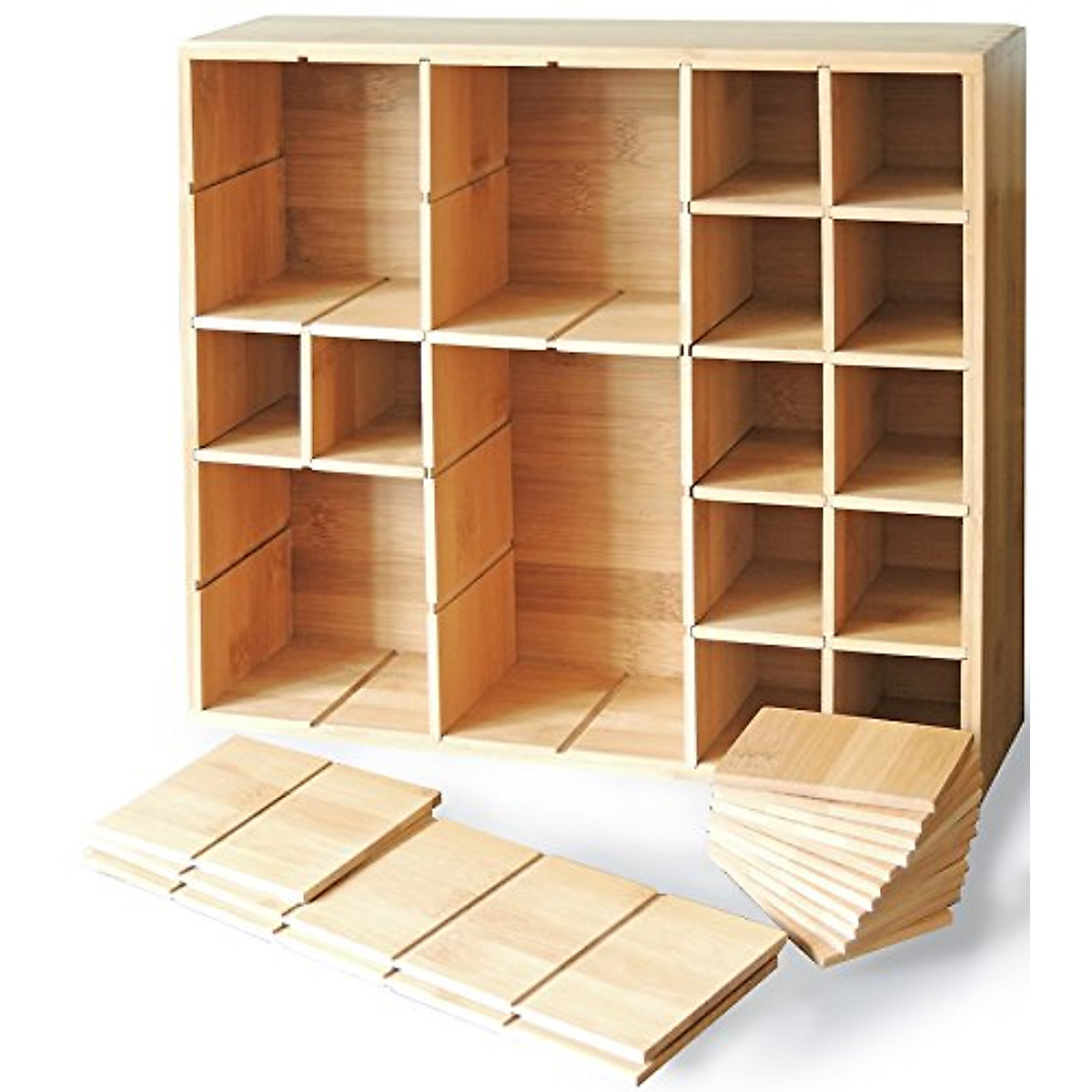 Cookbook People Multikeep Adjustable Shelf - Spice Rack, Floating Shelf, Figurine Shelf, Shadow Box or Drawer Organizer - for Wall Mount, Counter Top, Cabinet or Drawers - Bamboo Wood