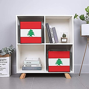 Flag of Lebanon Large Cubes Storage Bins Collapsible Canvas Storage Box Closet Organizers for Shelves