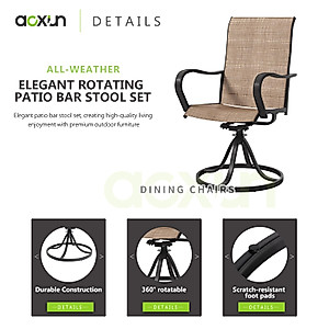 Aoxun Outdoor Swivel Chair, Textilene Swivel Patio Chairs Set of 2, Swivel Rocker Patio Chairs for Yard, Garden, Balcony (Brown)