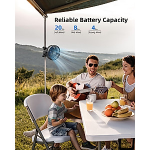 Jiffi 5000Mah Portable Battery Operated Fan, Baby Stroller Fan Flexible Tripod Small Clip on fan for Bike & Treadmill,USB Rechargeable and Handheld Cooling Fan for Travel, Car Seat, Golf Cart, Bed