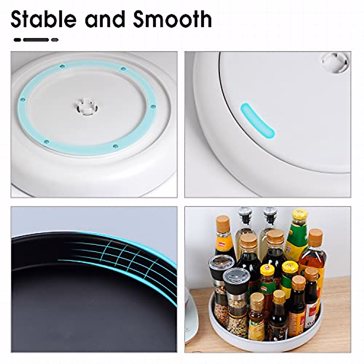 LAMY Lazy Susan Organizer Kitchen Organization, 2 Pack 10 Inch Lazy Susan Turntable for Cabinet, Pantry, Refrigerator and Table, Black