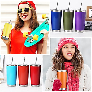 12 Pack Colorful Stainless Steel Tumblers Bulk 20 oz Skinny Tumbler Cups with Lids and Straws Double Wall Vacuum Insulated Tumblers Stainless Steel Travel Cup for Party Hot Cold Drink,12 colors