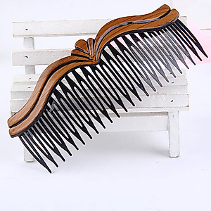 8Pcs Plastic Wood Grain Hollow Hair Side Combs Retro Hair Comb Pin Clips Headdress with Teeth for Lady Women Girls Hair Styling Accessories[comb size (L*W): 13.5x4.8cm/5.3x1.78inch ]