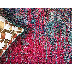 Unique Loom Vita Collection Saturated Over-Dyed Traditional Gradient Area Rug, 4 ft x 6 ft, Fuchsia/Light Blue