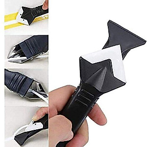 3 in 1 Silicone Caulking Tools, Glass Glue Angle Scraper, stainless steelhead Caulk Remover and Sealant Scraper, For Kitchen Bathroom Window And Frames Sealant Seals (1 Pack)