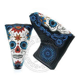 Dia de los Muertos Sugar Skull Golf Blade and Mid Mallet Putter Headcover, Black
