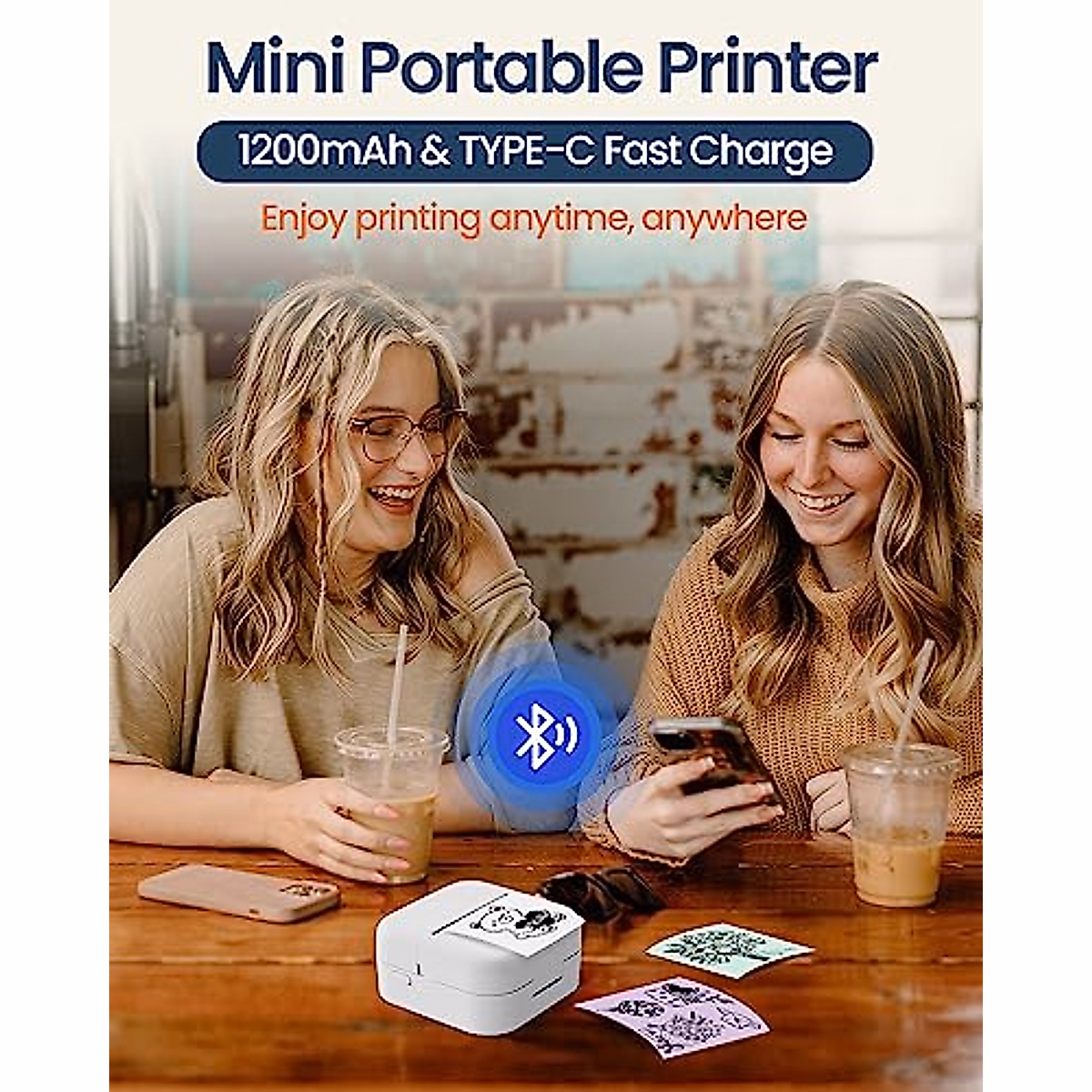 memolife M02L Mini Inkless Sticker Printer - Inkless Printer for iOS & Android, Bluetooth Printer with 1 Roll Non-Adhesive Paper, Mini Pocket Printer for DIY Creation, Study Notes, Mini Photo Printer