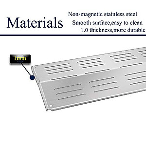 Folocy BBQ Gas Grill Replacement Parts, Stainless Steel Grill Heat Plates Burner Cover Heat Shield Repair Kit for Charbroil 4632210, Grand Hall Y0202XCLP17, Bakers & Chefs, 17 1/16” x 7 5/8", 3-Pack