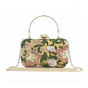 Lanpet Women's Embroidery Beaded Clutch Evening Bags Vintage Purses for Formal Party Wedding