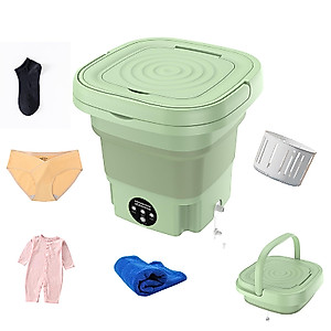 AFGSsm 8L Portable Washing Machine, Portable washer, mini washer with Soft Spin Dry for Apartments, Dormitories, Camping,RV(Green)