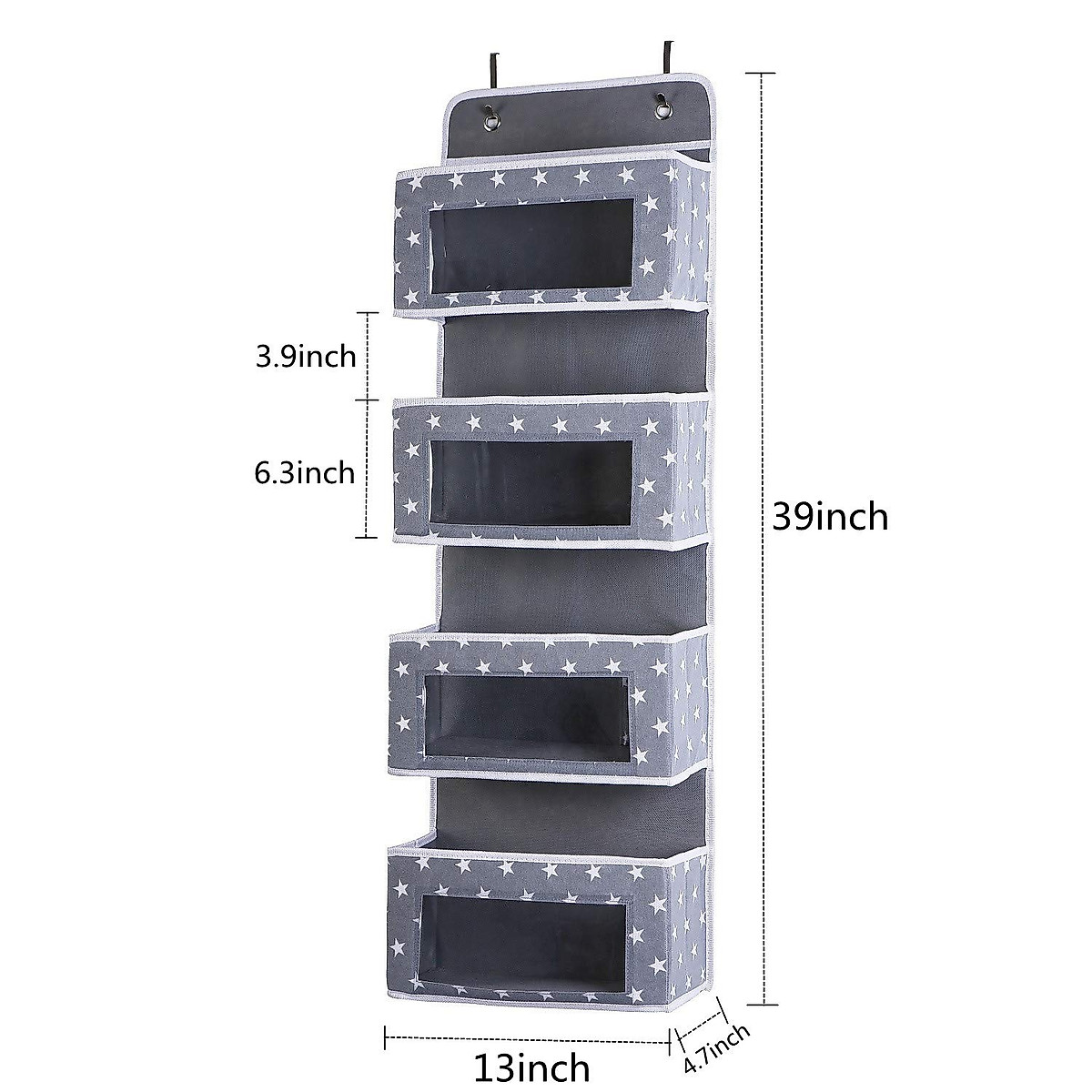 Baby Organizer Baby Over Door Organizer Nursery Closet Canbinet Baby Storage Bedroom Wall Hanging Storage 4 Clear Window Pocket Wall Mount Storage Organizer with 2 Mental Hooks