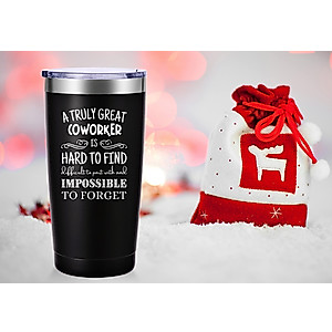 A Truly Great Coworker is Hard To Find Travel Mug Tumbler.Coworker,Work,Office Gifts for Men Women Friend. Appreciation,Going Away,Farewell,Leaving Cup for Coworker Colleague Boss.(20oz Black)