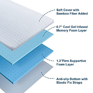 Maxzzz 2 Inch Mattress Topper Queen - Cool Gel Memory Foam Mattress Topper Extra Firm Bed Topper with Cover, Hard Mattress Topper for Back Relax, CertiPUR-US Certified