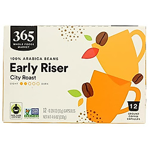 365 by Whole Foods Market, Coffee Early Riser City Roast Pods 12 Count, 4.6 Ounce