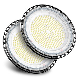 2Pack 320W UFO LED High Bay Light 5000K 48000LM High Bay LED Light(Eqv.1200W MH/HPS) 5' Cable, Hanging Hook, UL Listed Safety Plug High Bay Light for Factory Warehouse Workshop