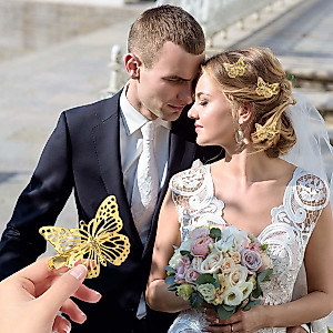 OBTANIM Butterfly Hair Clips, 12 Pcs Cute Metal Butterfly Hair Claw Pins Barrettes Accessories for Girls and Women (Gold)