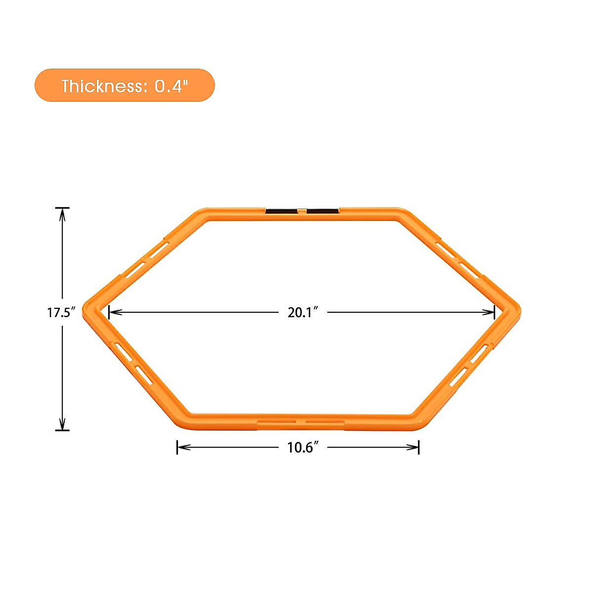 Max4out Hex Agility Rings Set of 6 Rings for Speed & Agility Footwork Training, Hexagon Ladder with Fitness Equipment Sport Workout Home Gym, Kids and Adults (Orange)