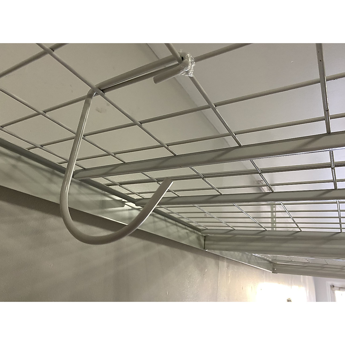 RACK YOUR GARAGE Overhead Rack Hooks for Hanging from Ceiling Rack and Wall Shelving Deck, Heavy Duty Bike Hooks - White (Set of 4)