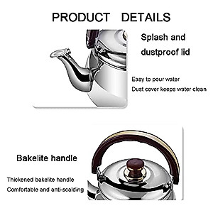 XENITE Classic Kettle Stove Top Whistling Kettle Whistling Kettle Large Capacity Anti-Scalding Handle Thick Stainless Steel Suitable for Various Stoves Camping Kettle Teapots