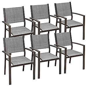 GUNJI Dining Chairs Set of 6 Modern Metal Dining Room Chairs Stackable Kitchen Chairs with Back (Gray)