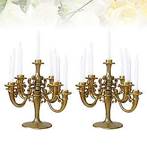 Generic 2pcs Candelabra Birthday Candles Golden Cake Candle Holders Gorgeous Wedding Cupcake Decor Unique Cake Picks 9R5151BP6DDH17J 10X10X18cm