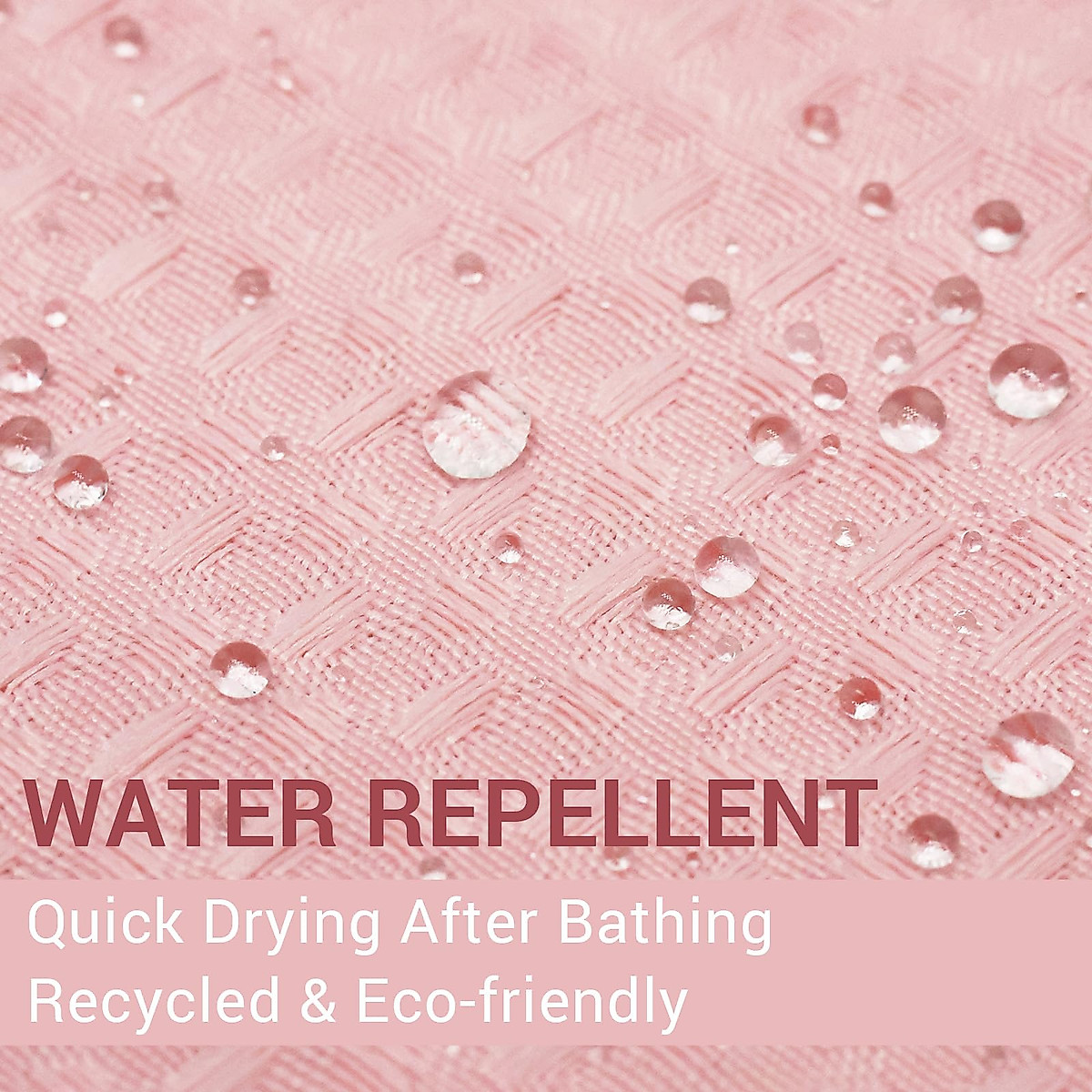 VIUOON No Hook Waffle Weave Shower Curtain with Snap-in Fabric Liner Set, Hotel Style with See Through Top Window, 230GSM Heavy Duty Fabric, Waterproof & Washable for Bathroom, 71W x 74H, Pink