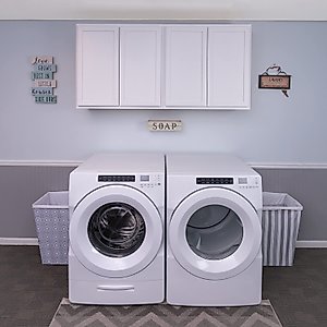 Quicklock RTA Laundry Cabinets | 60" - 72" Wide | Double Door Style | Shaker Cabinets | Made in The USA (Pure White, 12" D x 60" W x 30" H)