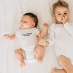 Printique Organic GOTS Certified Baby Onesie Unisex Bodysuit 0-18 months - Strong Woman In Training | Feminist Mom (Strong Woman In Training, 3-6 Months)