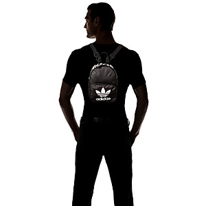 adidas Originals Women's Santiago 2 Mini Backpack, Black Satin/White, One Size