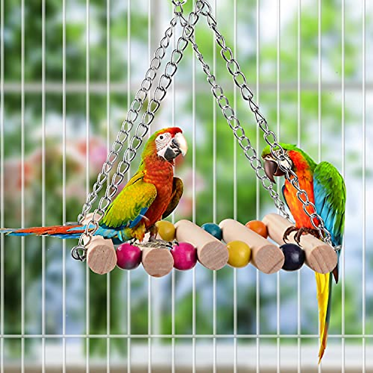 Bird Parrot Toys Swing Hanging,18 Pieces Bird Cage Accessories Toy Perch Ladder Chewing Toys Hammock for Parakeets,Cockatiels,Lovebirds,Conures,Budgie,Macaws,Lovebirds,Finches and Other Small Pets
