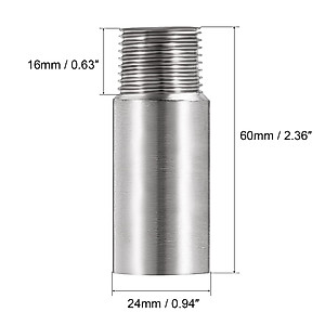 uxcell Shower Head Extension Arm Stainless Steel 1/2PT Male to 1/2PT Female Thread 60mm Length Cast Pipe Fitting Coupler 2Pcs