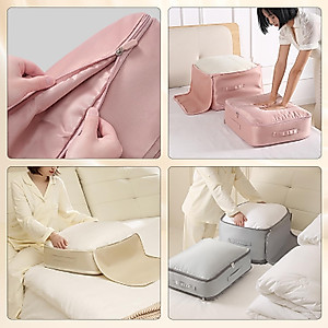 Ultra Space Saving Self Compression Organizer, Heavy Duty Moving Bags, Storage Tote for Space Saving, Self Compression Moving Large Capacity Organizer Bag for Comforters (Grey, XL (54 * 42 * 60CM))