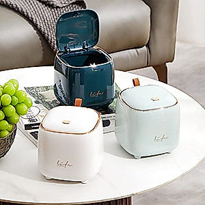 Tabletop Trash Can with Lid, 1 Gallon/4 Liter Mini Plastic Wastebasket Rubbish Bin, Portable Countertop Garbage Can with Removable Inner for Bathroom Dresser, Living Room, Office, Car(Light Green)