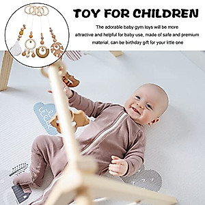 LUOZZY 4Pcs Hanging Rattle Toys Wooden Baby Crib Toys Newborn Car Seats Stroller Toys Creative Present - Khaki