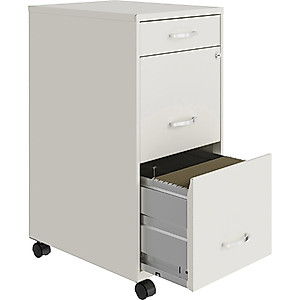 Lorell SOHO Box Mobile File Cabinet, 26.5 x 14.3 x 18 in, White
