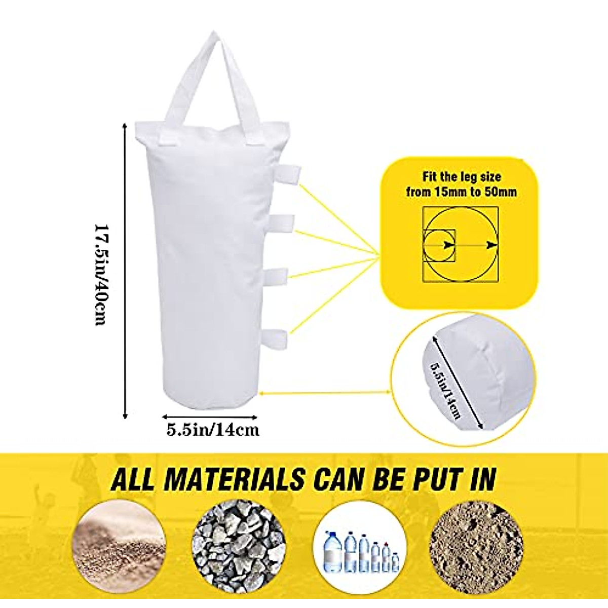 MOPHOEXII Canopy Weights Bag Leg Weight for Pop up Canopy Tent, Sand Bags for Patio Umbrella Instant Outdoor Sun Shelter,4pcs-Pack