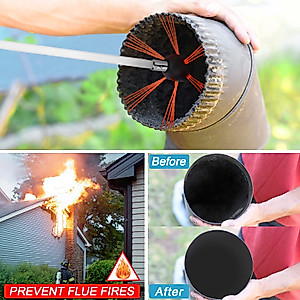 33FT Chimney Sweep Kit Reusable Fireplace Cleaning Tool Vent Cleaner Brush with Extension Flexible Nylon Rods,Chimney Sweeping Rotary Brushes Tools for Home Fireplace Flue(10Rods)