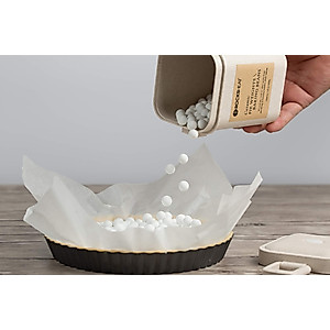 K ROCKSHEAT Ceramic Pie Weights, Baking Beads Pie Crust Weights, Natural baking beans with Wheat Straw Container (2.2Lb | 1000g)