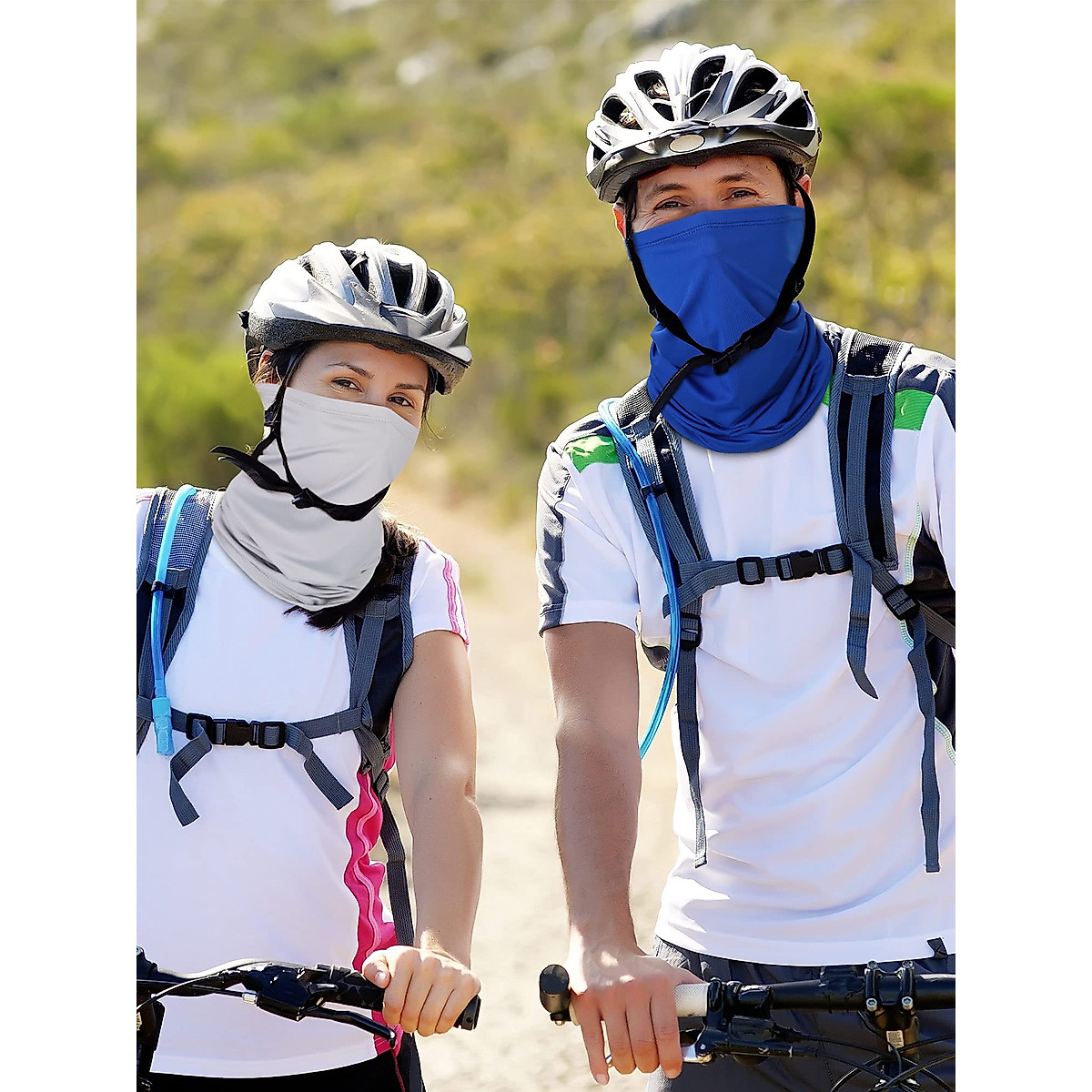3 Pieces Men Sun Protection Face Cover Bandana Neck Gaiter Breathable Adjustable Outdoor Sunscreen Cover for Fishing Cycling (Black, Grey, Dark Blue)