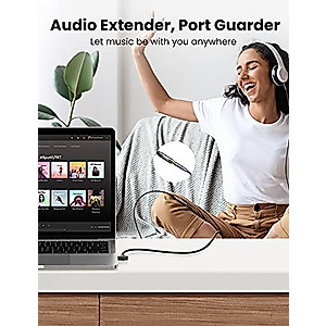 UGREEN 3.5mm Headphone Extension Cable Right Angle Aux Extender Stereo Jack Male to Female Earphone Lead Nylon Cord Compatible with Smart TV, Car Radio, PC, MacBook, Speaker, MP3 Player, Phone, 6FT