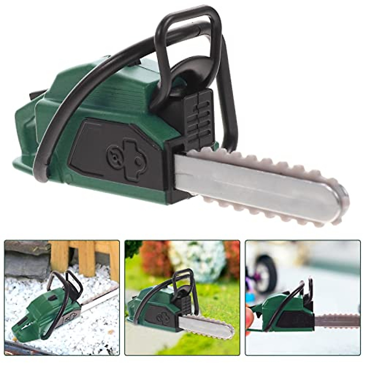 STOBOK Kids Garden Tools Mini Chainsaw Cordless Mini Power Chain Handheld Small Chainsaw 1/12 Model Doll House Garden Working Accessories Mini House Accessories Green Kids Outdoor Toys