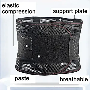 HFSKJWI Lightweight Back Brace with 2 Support Plates for Lower Back Pain Relief,Breathable Mesh Material with Dual Lumbar Pads,Adjustable Lumbar Support Brace for Men Women,XL