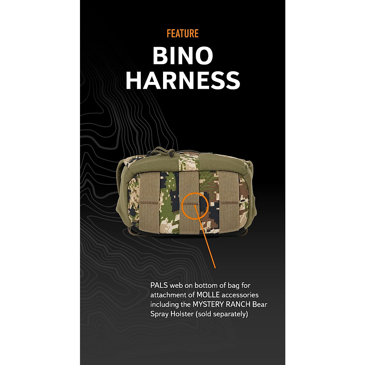 Mystery Ranch Bino Harness 12x, Chest Rig, Binocular Case, Tactical Pouch, for Rough Country, Hunting, Outdoors - Coyote-XL