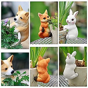 OXSNice Miniature Fairy Garden and Terrarium Flower Pot and Vase Hugger Ornaments Flower Animal Pots Hanging Garden Flower Pots Balcony Pendant Ornaments (Little Fox)