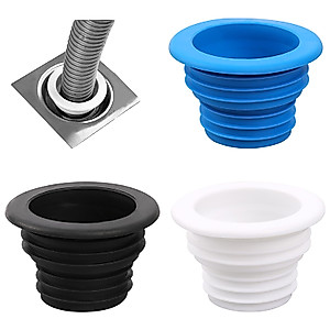 3Pcs Fit Drain Pipe Hose Silicone Plug, Washing Machine Drain Hose Holder, Washing Machine Drain for Bathroom Kitchen, Silicone Plug Sewer Seal Ring(Black Blue White)