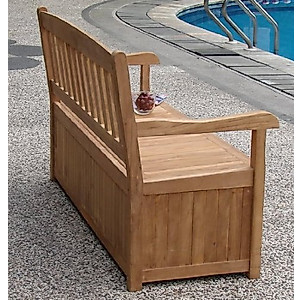 New 5 Feet Grade A Teak Wood Luxurious Outdoor Garden Bench with Storage Box- Devon Collection #WHBHDV5ST