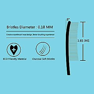 EasyHonor Huge Head Toothbrush, Medium Soft Toothbrush for Adult, Charcoal Toothbrush (Charcoal Bristles,8 Packs).