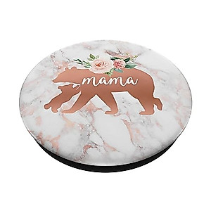 Mama Bear Baby Cub Blush Pink Marble Watercolor Floral PopSockets PopGrip: Swappable Grip for Phones & Tablets PopSockets Standard PopGrip