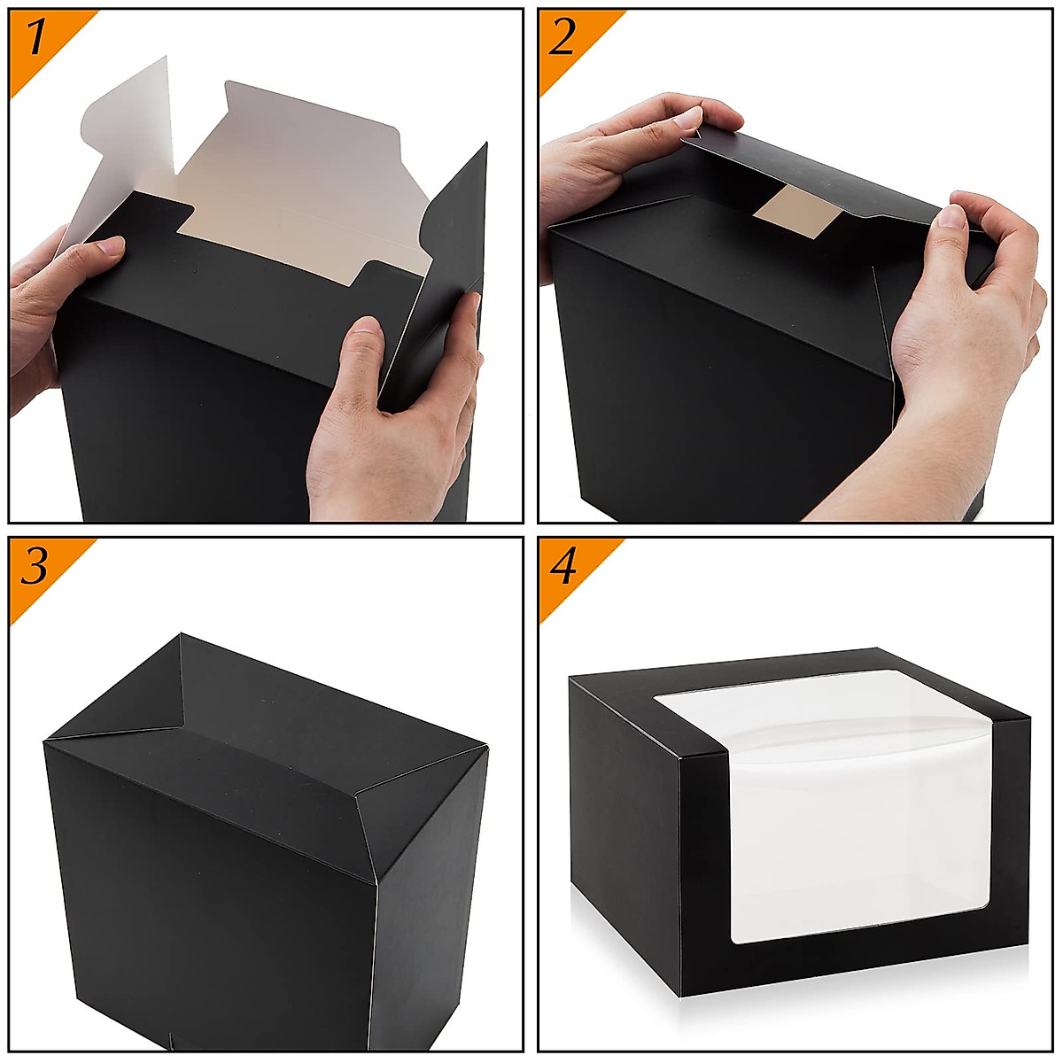 Black Gift Boxes with Window Display Box for Hat, Hat Storage Containter for Baseball Caps, Dad Hat, Billed Cap, Snapbacks & Trucker Cap, Paper Fold Box Packing Box 7.8" x 7.8" x 4.8", 10 Pack
