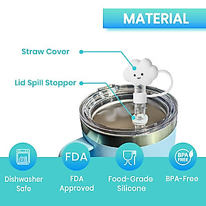 BOSORIO Spill Stopper Compatible with YETI Straw Cup 16oz 20oz 24oz 25oz 26oz 35oz, 2 Straw Cover Topper Cap and 2 Leak Proof Stopper Mug Tumbler Accessories Lid Part